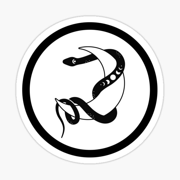 "Crescent moon and snake" Sticker by 13thVoid | Redbubble