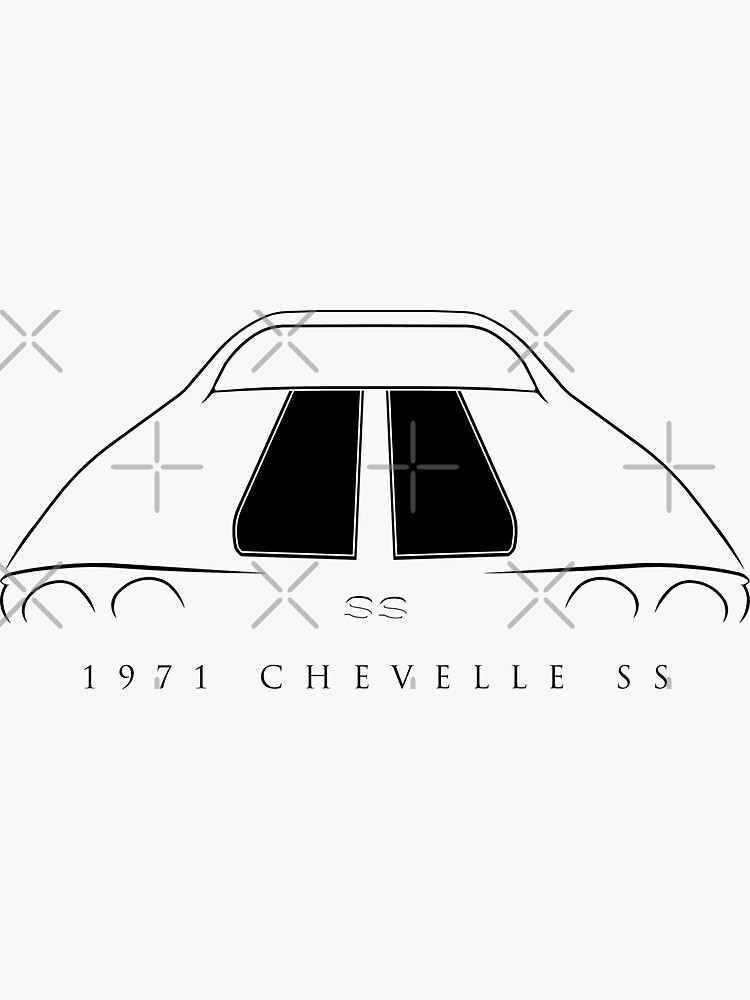"1971 Chevy Chevelle SS - Rear Stencil, black" Sticker by mal ...