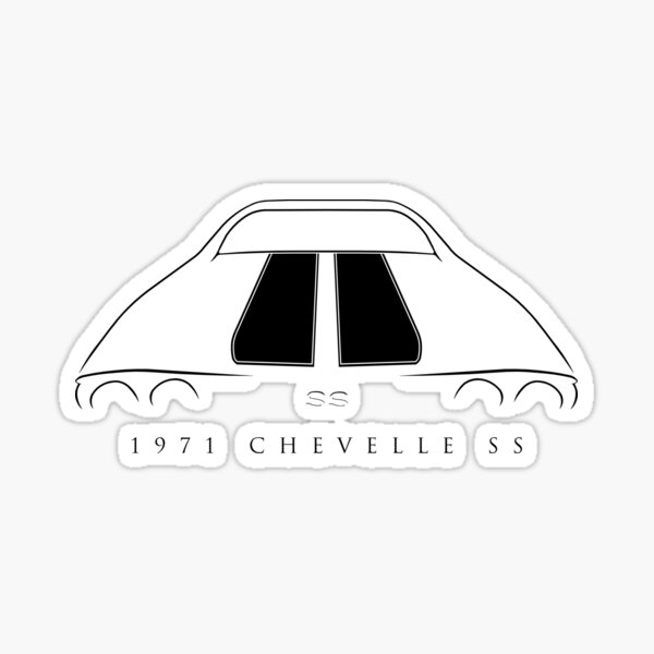 "1971 Chevy Chevelle SS - Rear Stencil, black" Sticker by mal ...