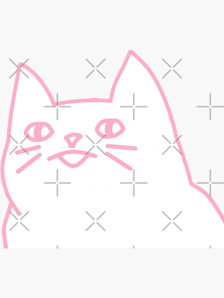 "Pink and White Angry Cat " Sticker by BlueCatFish | Redbubble