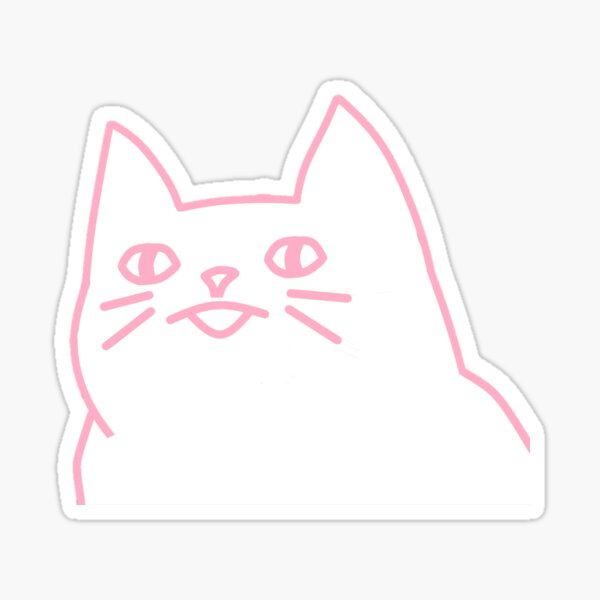 "Pink and White Angry Cat " Sticker by BlueCatFish | Redbubble