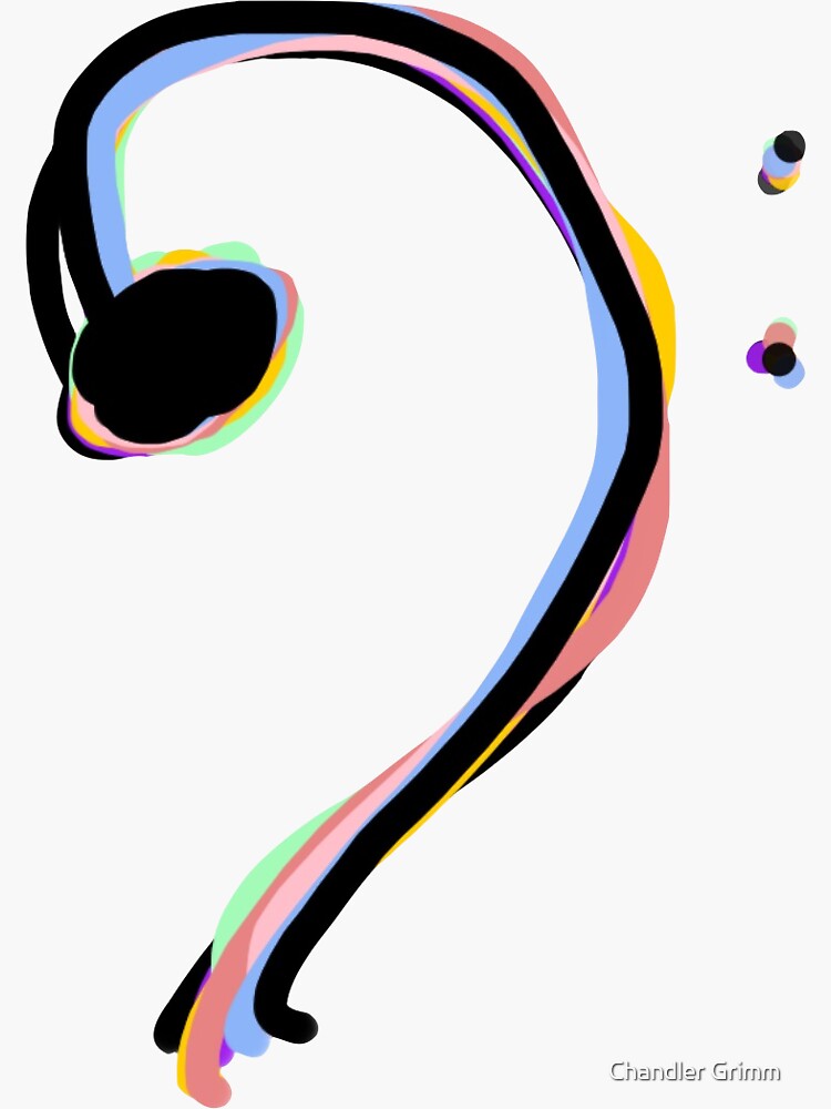 "Bass Clef Music Note Black and Rainbow" Sticker by Chandler-G | Redbubble