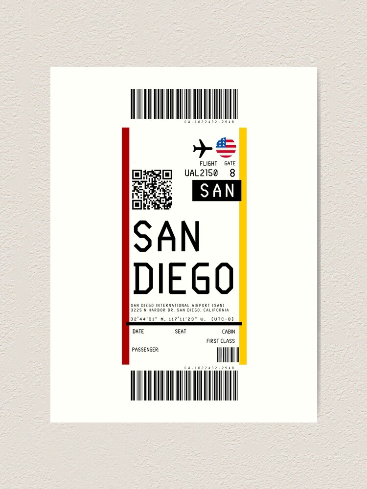 "San Diego International Airport (SAN) Boarding Pass rickrolled" Art ...