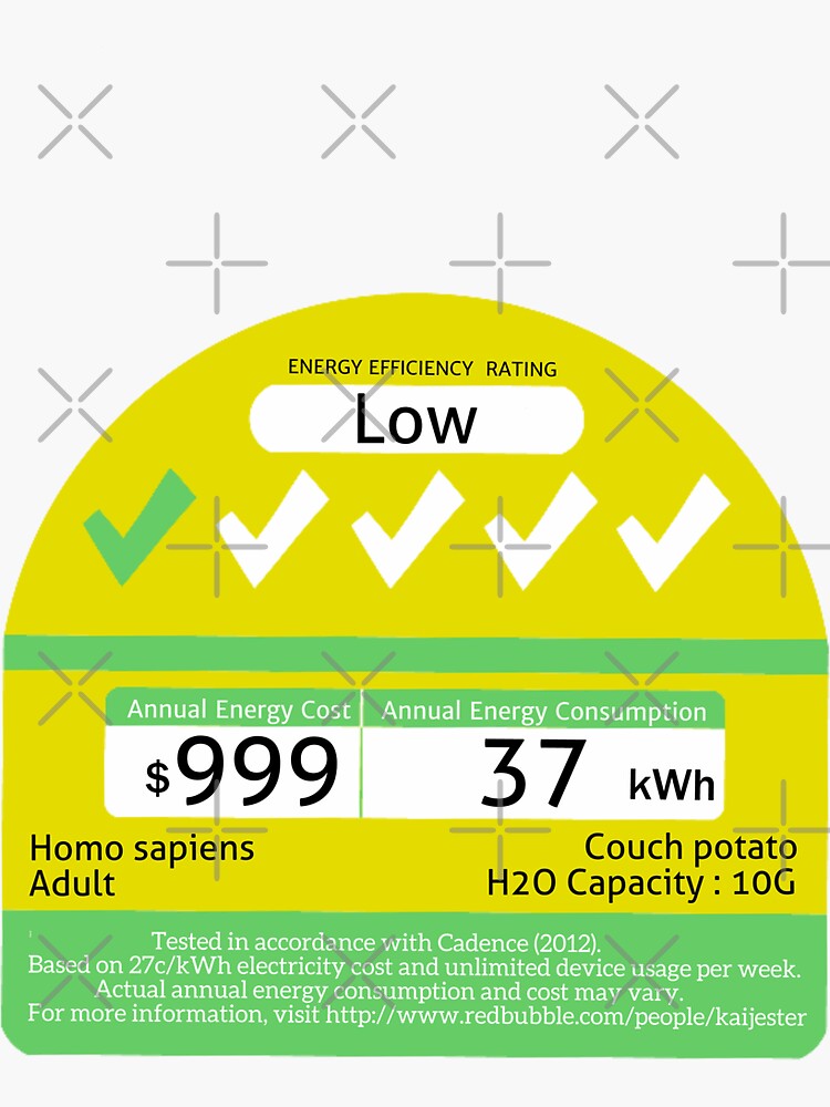"Energy Efficiency Rating - Low" Sticker for Sale by Kaijester | Redbubble