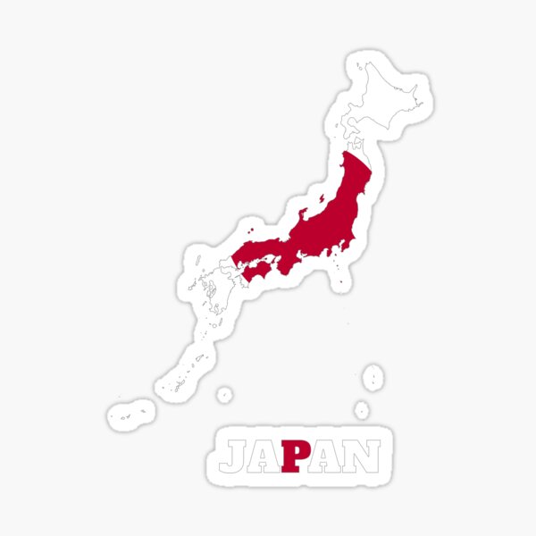 "Japan Flag map design" Sticker for Sale by BasbiArt | Redbubble