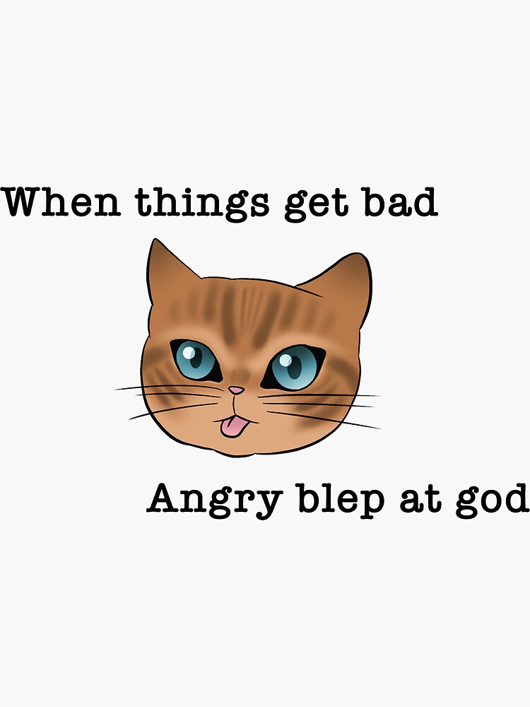 "Angry blep (orange)" Sticker by devilg04 | Redbubble