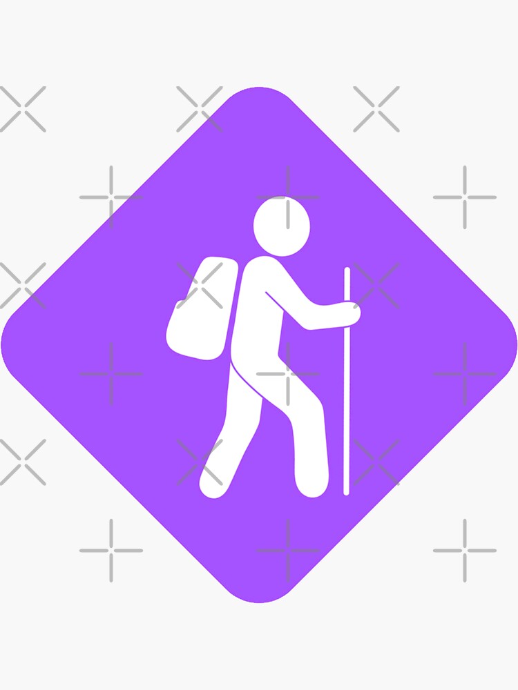"Purple Happy Hiker Sign" Sticker by jessicaleah15 | Redbubble
