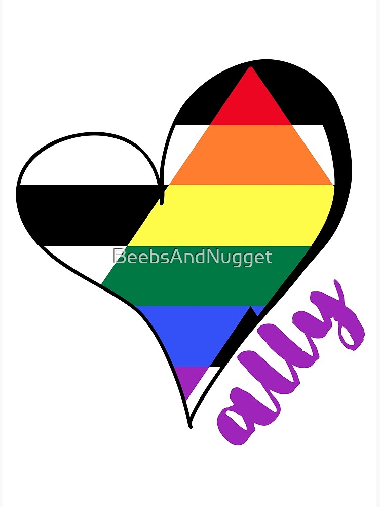 "LGBTQ+ Ally Rainbow Pride Flag - Equality Rights for LGBT Heart " Art ...