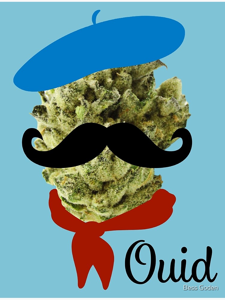 "Ouid Funny French Weed Bud Stoner Design with Curly Mustache 420/Weed ...