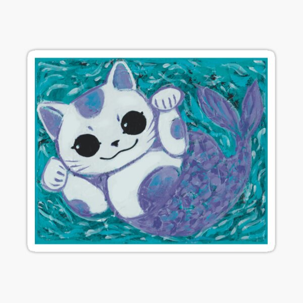 "Mer-Kitty Lucky Cat, cute cat with big round eyes, version 1 Classic ...