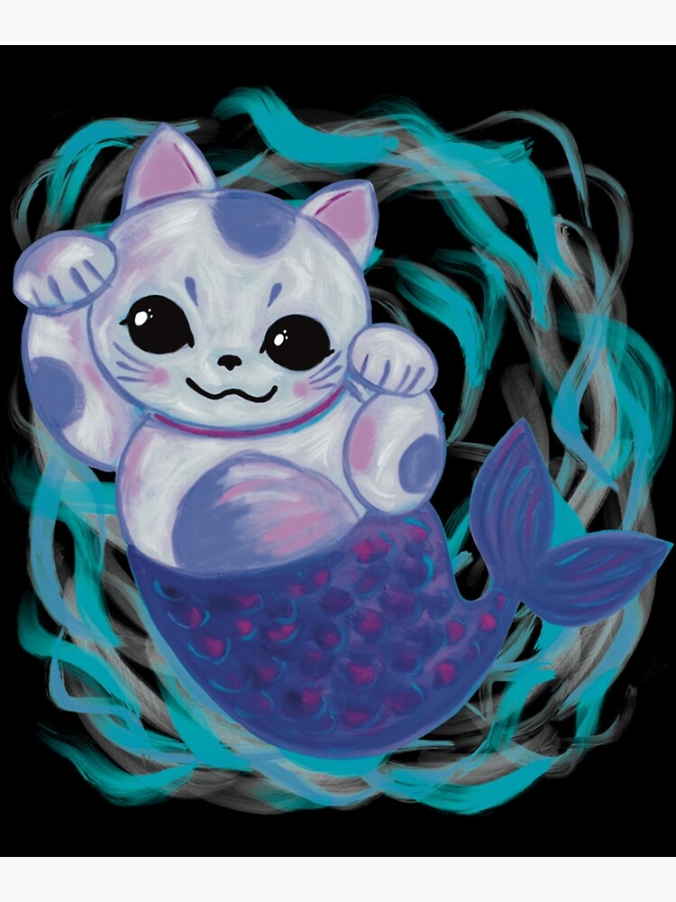 Póster «Mer-Kitty, linda sirena gato de la buena suerte, versión 3 ...