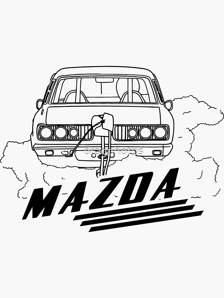"Mazda RX3 Burnout Minimal Design" Sticker by dragphotos | Redbubble