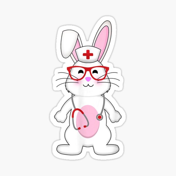 "Cute Bunny Nurse Stethoscope RN" Sticker by terrellyygcu | Redbubble