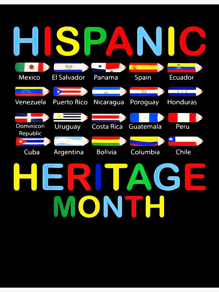 "National Hispanic Heritage Month Kids Latino Countries Flag" Poster ...