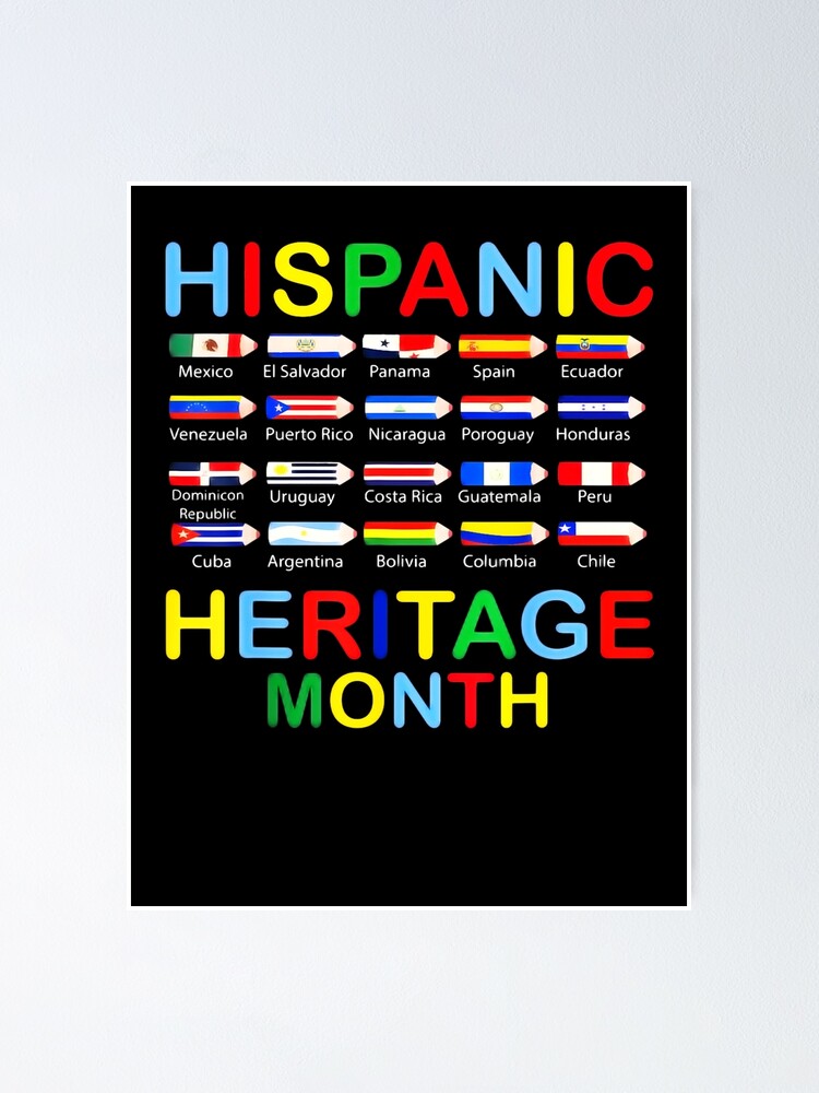 Póster «Mes Nacional de la Herencia Hispana Niños Bandera de países ...