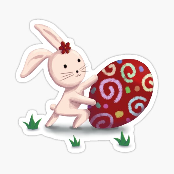 "Easter Bunny and red eggs" Sticker by tinachang | Redbubble