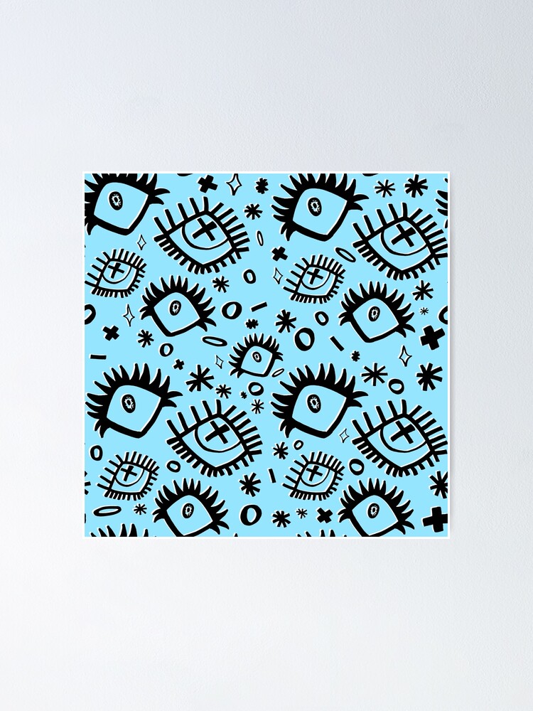 "Baby Blue Trippy Eye Doodle Pattern (Drawn With Sharpie)" Poster for ...