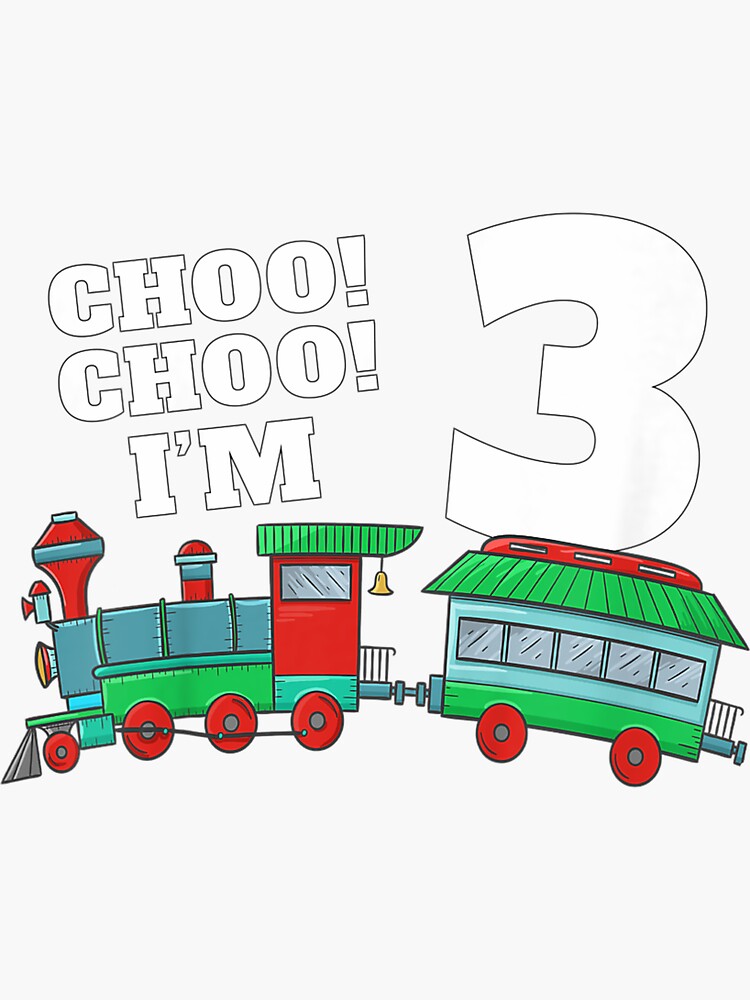"Kids Train 3rd Birthday Boy Train 3 Year Old Three " Sticker for Sale ...