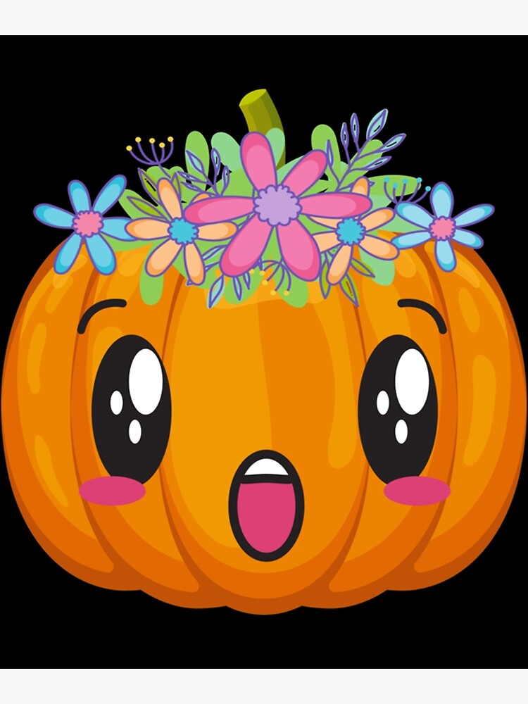 Póster «Copia del diseño Cute Pumpkin Face Emoji Kawaii Anime Pumpkin ...