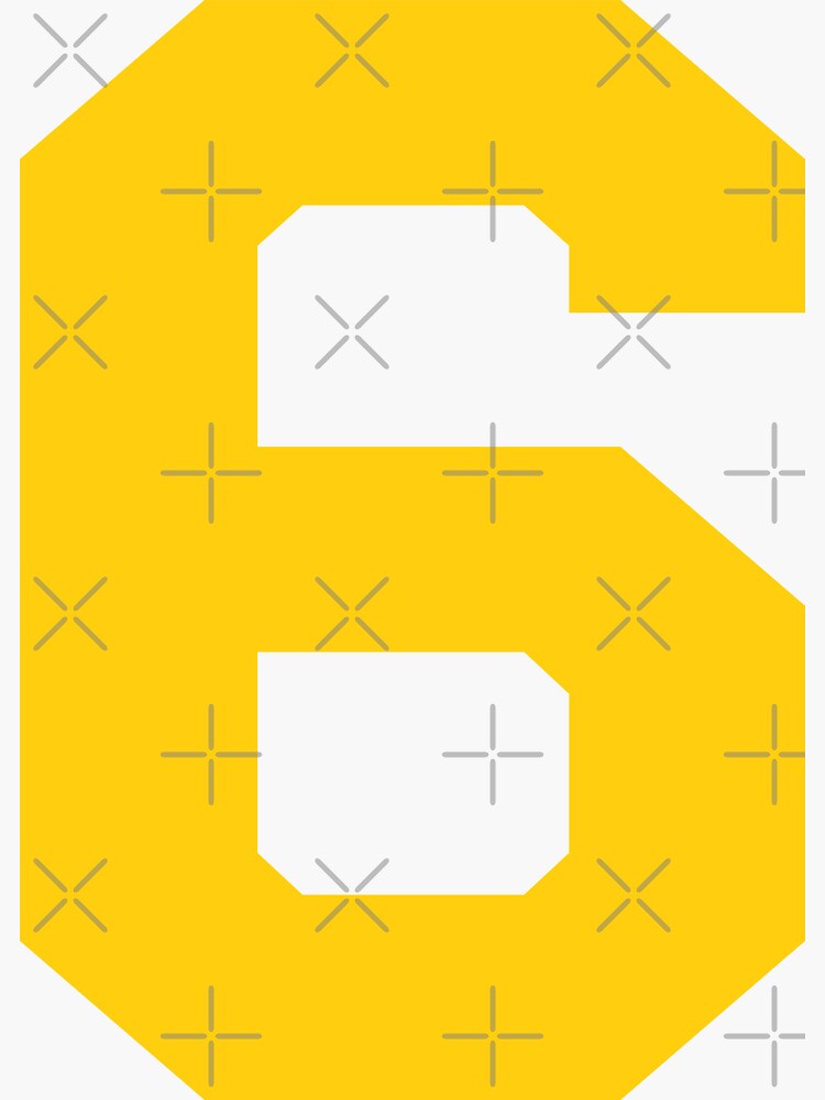 "Number 6, Yellow six, Sports number 6" Sticker by TheCultStuff | Redbubble