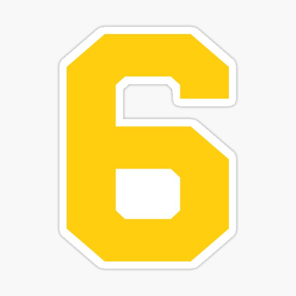"Number 6, Yellow six, Sports number 6" Sticker by TheCultStuff | Redbubble