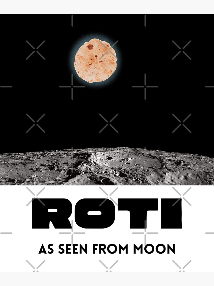 "Roti As Seen From Moon 1 (in black) | Funny Desi" Sticker by ...