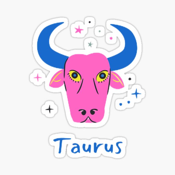 "Taurus The Pink Bull" Sticker by CrystalsCr8tns | Redbubble