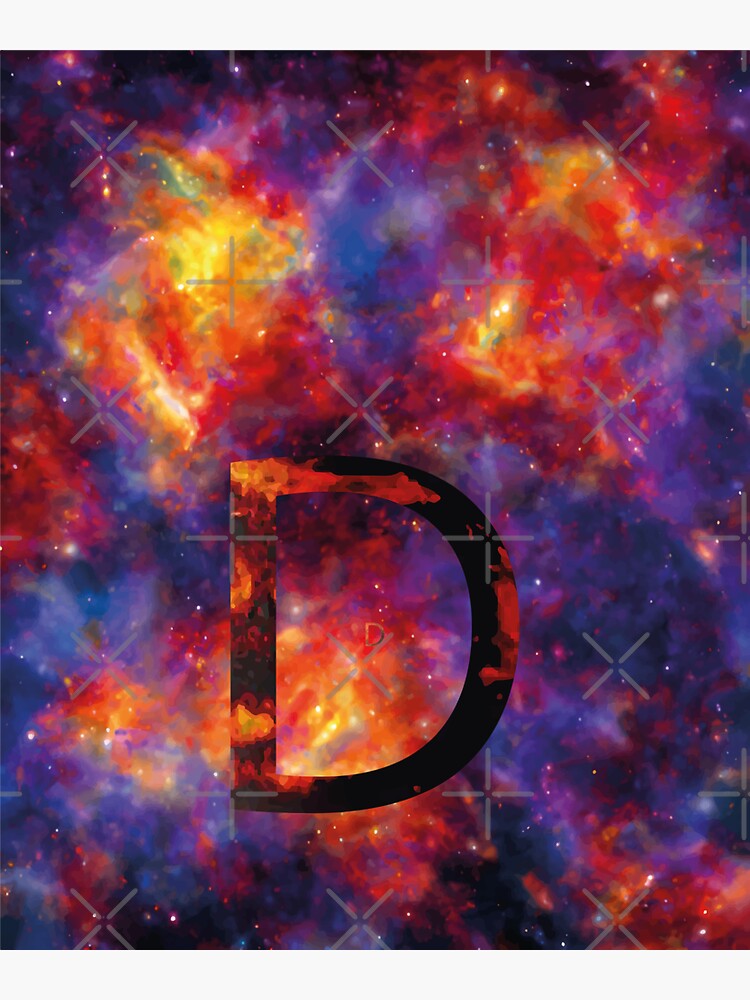 "Fire Golden Space Galaxy Nebula Initial Letter D | D symbol" Sticker ...