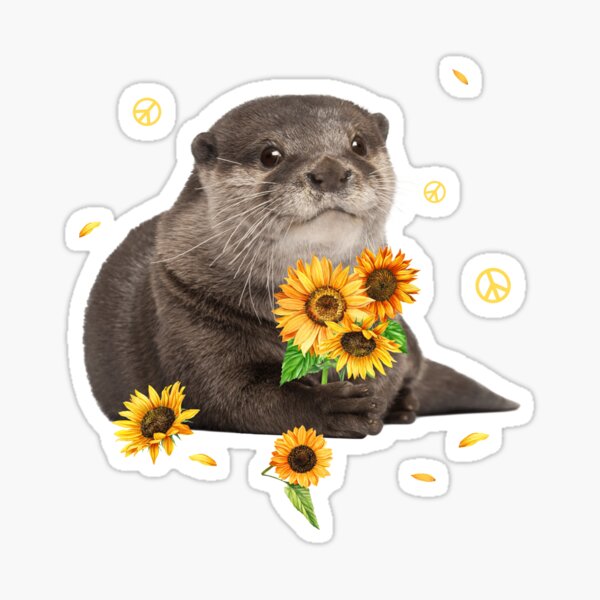 "Cute Hippie Otter Meme Lover Sea Otter Sunflower Pet Owners" Sticker ...