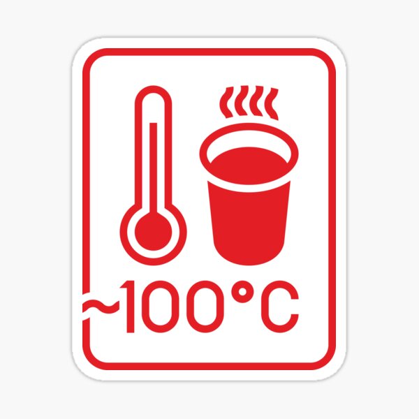 "Caution hot sign. Hot coffee. 100°C" Sticker for Sale by etraveler ...