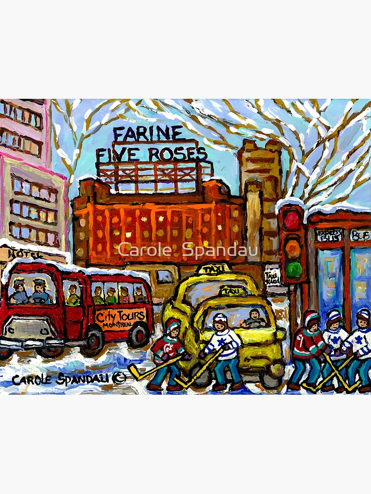 "FARINE FIVE ROSES SIGN MONTREAL WINTER SCENE WITH HOCKEY GAME" Sticker ...