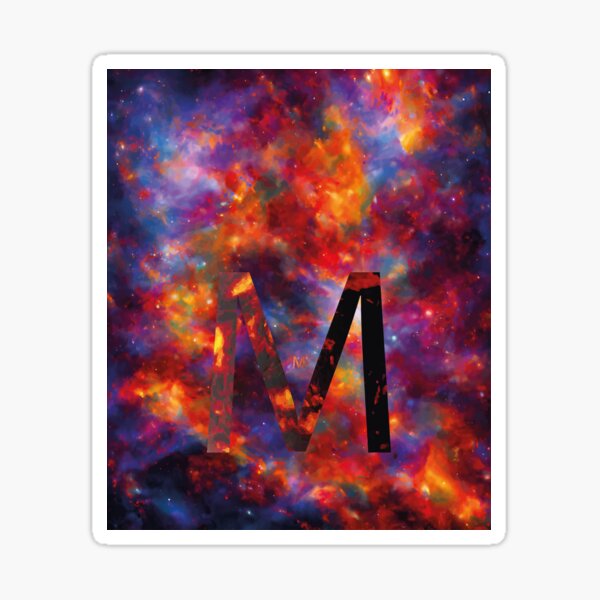 "Fire Golden Space Galaxy Nebula Initial Letter M | M symbol" Sticker ...