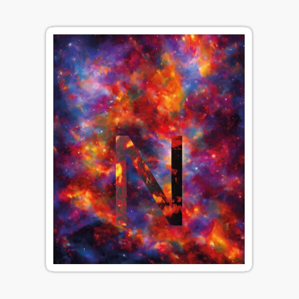 "Fire Golden Space Galaxy Nebula Initial Letter N | N symbol" Sticker ...