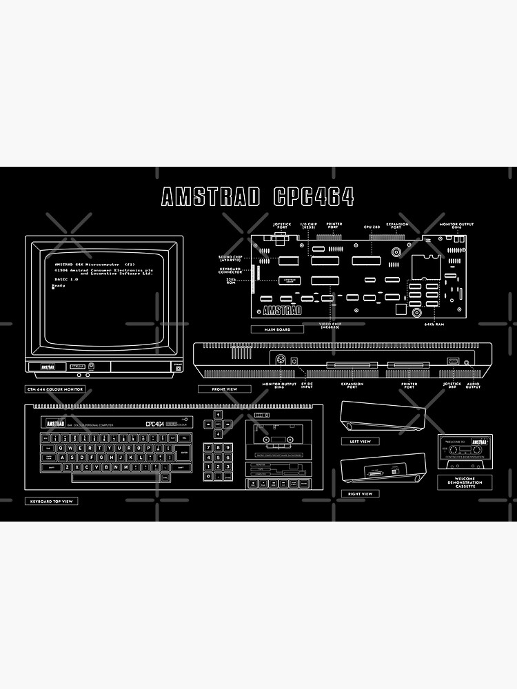 "Amstrad CPC 464 (White Stencil-No Background)" Sticker by BGALAXY ...