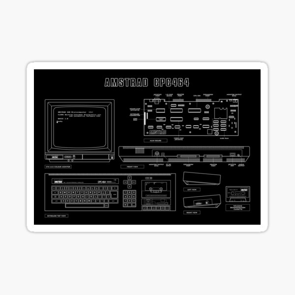 "Amstrad CPC 464 (White Stencil-No Background)" Sticker by BGALAXY ...
