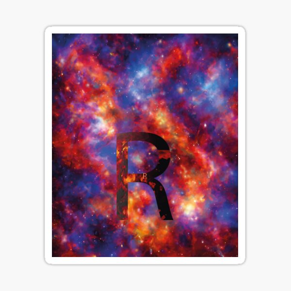 "Fire Golden Space Galaxy Nebula Initial Letter R | R symbol" Sticker ...