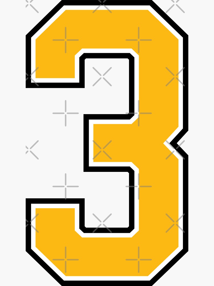 "Yellow Number 3 lucky sports jersey three" Sticker for Sale by ...