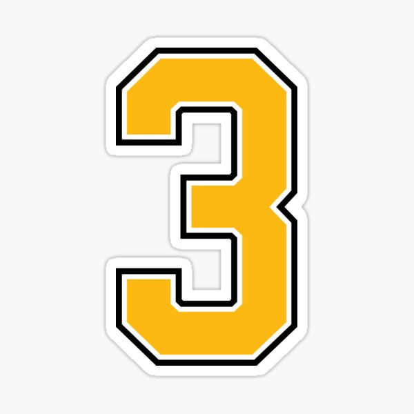 "Yellow Number 3 lucky sports jersey three" Sticker for Sale by ...