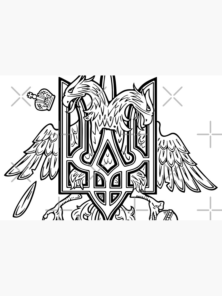 "Ukrainian and russian national emblem. Trident and double headed eagle ...