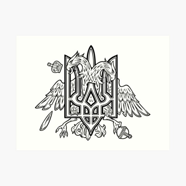 "Ukrainian and russian national emblem. Trident and double headed eagle ...