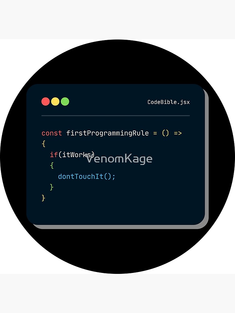 Póster «Primera regla de programación CodeBible.js | Pegatina de consejos de programación - JSX ...