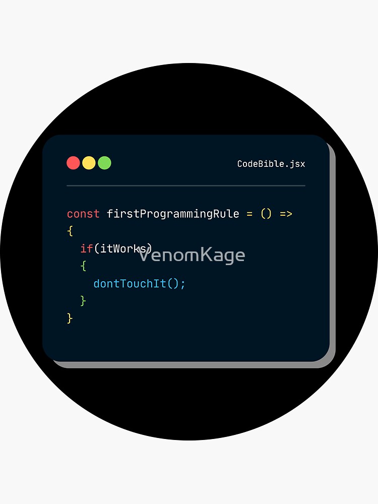"First Programming Rule CodeBible.js | Programming tips sticker - JSX ...