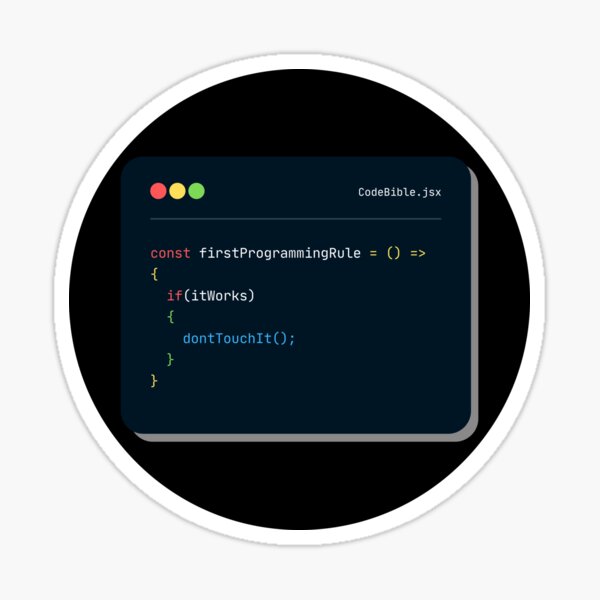"First Programming Rule CodeBible.js | Programming tips sticker - JSX ...