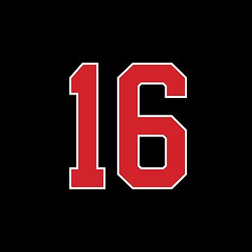 "Sports Number 16, red black color lucky sport sixteen" Sticker for ...