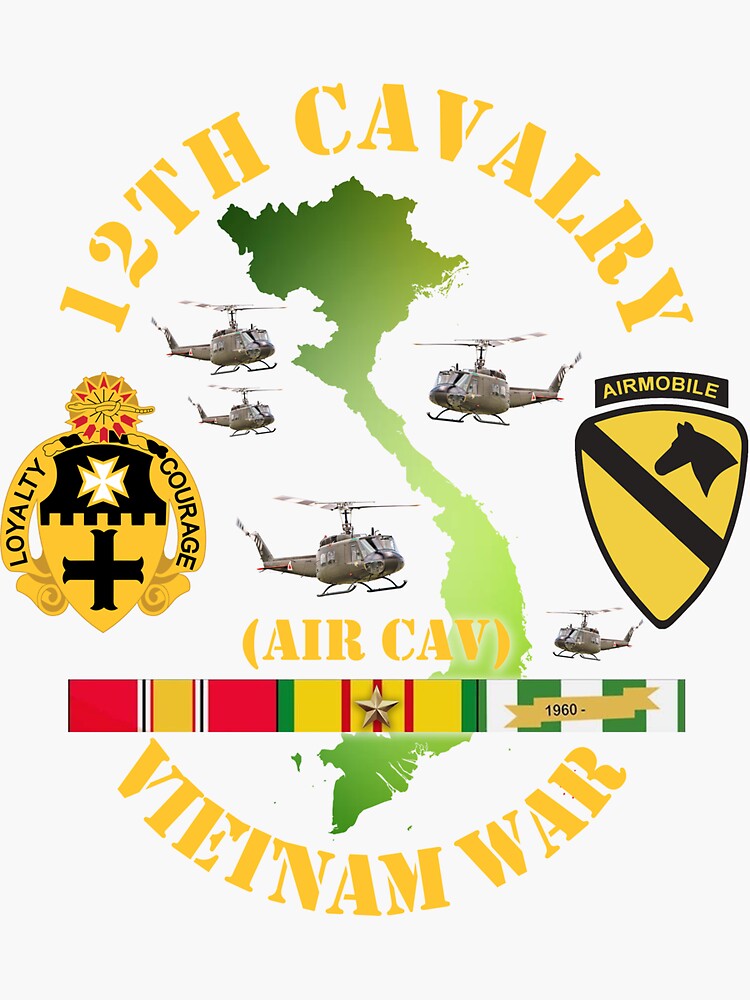 "12th cavalry air cav Vietnam War Veteran" Sticker for Sale by Msikdar ...