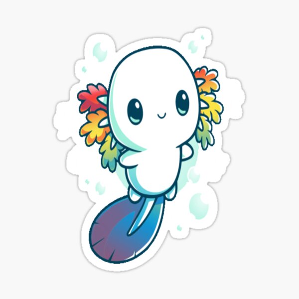 "RAINBOW AXOLOTL" Sticker by cold-cabana | Redbubble