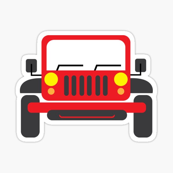 "Heavy Duty Red Jeep" Sticker by sufbaba | Redbubble