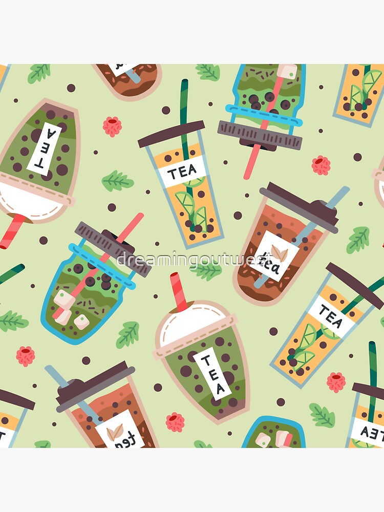 "Pastel Boba Tea pattern " Sticker by dreamingoutwest | Redbubble