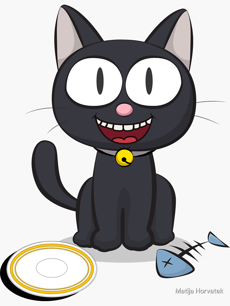 "Happy black cat" Sticker for Sale by MaIv-Design | Redbubble