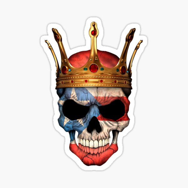 "Puerto Rican Flag Skull with Crown" Sticker by JeffBartels | Redbubble